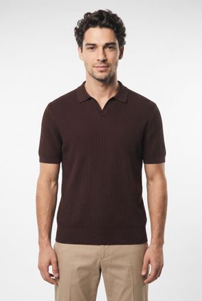 HUGO BOSS Kurzarmpullover BOSS H-Natalo, Herren, Gr. XXL, braun (schwarz braun207), Strick, Obermaterial: 100% Baumwolle, unifarben, regular fit normal, Rippb&uuml;n