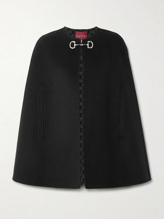 Gucci Cape Aus Einer Woll-seidenmischung Mit Verzierung - Schwarz