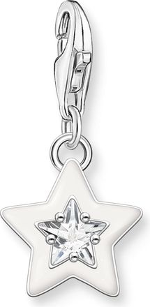 Thomas Sabo Charm-Anhänger Stern mit weiße Steinen und weißer Kaltemaille recycletes 925 Sterlingsilber 2044-041-14