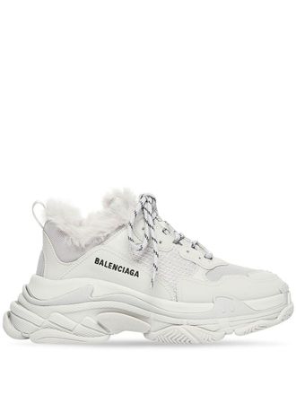Balenciaga baskets Triple S &agrave; fourrure artificielle - Gris
