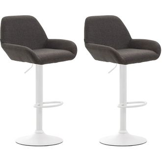 Clp Lot de 2 tabourets de bar Braga en tissu Gris fonc&eacute; Blanc
