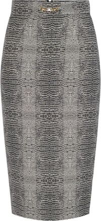 Elisabetta Franchi Femme, Jupes, Noir, Taille: 44 FR Jupe Midi Imprim&eacute; Python