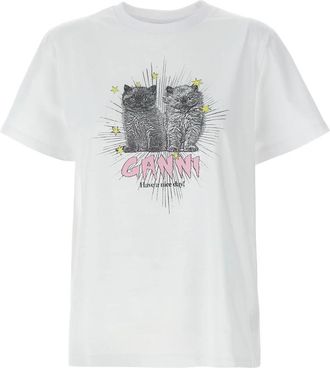 Ganni Kitten T-Shirt - - Tops - Damen - Wei&szlig; - 2XS