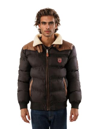 Geographical Norway Abradb Distribrands Production - Warmer Pelzmantel Herbst Winter - Warm Mann Jacke Long Sleeve Windschnitt Parka Style Jacket (Schwarz M)