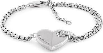 Tommy Hilfiger Jewelry Gliederarmband für Damen aus Edelstahl mit einem Herzförmigen Anhänger - Erhältlich aus Gold oder Silber