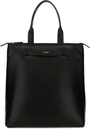 Dolce & Gabbana Femme, Sacs, Noir, Taille: ONE Size Sac shopping en cuir de veau Nappa