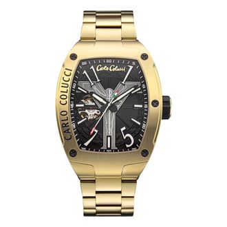 Carlo Colucci Edelstahl-Uhr mit Faltschlie&szlig;e - - Accessories - Herren - Gelb - ONE SIZE