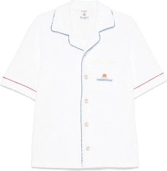 Casablanca Homme, Chemises, Blanc, Taille: S Chemise &agrave; Manches Courtes Imprim&eacute; Paysage de Resort