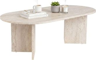 Dmora Wohnzimmertisch Elain, Niedriger Wohnzimmertisch, Kaffeeregal, Couchtisch f&uuml;r Sofa, 119x60 h40 cm, Beige - Dmora