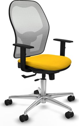 Piqueras y Crespo B&uuml;rostuhl mit 1D-Armlehnen, h&ouml;henverstellbare Lendenwirbelst&uuml;tze, ausgestattet mit Syncro/Translack und Schaumstoff, Rollen 65 mm, Nylon, Wei&szlig;/Gelb