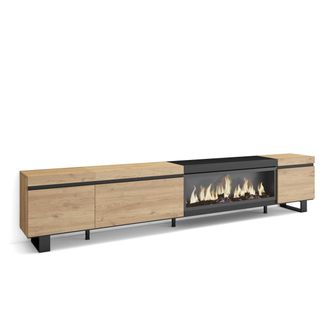 Skraut Home | TV-Schrank, Lowboard | f&uuml;r Wohnzimmer und Esszimmer | 288x57x35 cm | F&uuml;r gro&szlig;formatiges TV | Elektrokamin XXL | Industriedesign | Moderner Stil | Ei