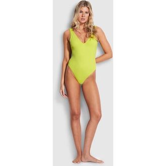 Seafolly Damen Badeanzug Sea Dive Deep V Neck Maillot