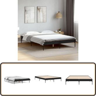 vidaXL Bettgestell Schwarz 140x200 cm Holzwerkstoff und Metall - Schlafzimmer Möbel - Doppelbett - Bettgestell - Massivholzbette - Schwarzes Bett