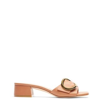 Stuart Weitzman Femme, Chaussures, Beige, Taille: 36 EU Sandale Slide Artisanale avec Détail de Boucle