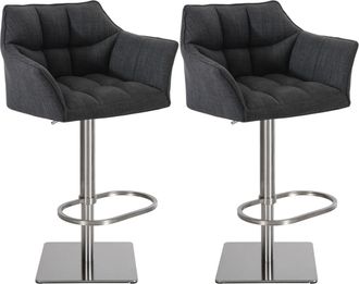 Clp 2er Set Barhocker Damaso Stoffbezug I Gepolsterte Barstühle höhenverstellbar und drehbar I Tresenstühle mit Rückenlehne, Farbe:dunkelgrau, Gestell Far