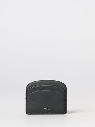 A.P.C. A. P.C. Porte-cartes en cuir de vachette lisse avec cinq fentes et logo lamin&eacute;