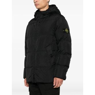 Stone Island Quilted Crinkle-Finish Down Jacket - Black