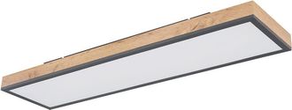 ETC Shop Designleuchte Deckenleuchte Deckenlampe Wohnzimmerleuchte Küche, Holzoptik weiß opal graphit, 1x LED 24 Watt 1500 Lumen warmweiß, HxLxB 6,5x80x20 cm