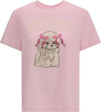 Ganni Femme, Tops, Rose, Taille: 42 FR T-Shirt en Coton &agrave; Imprim&eacute; Graphique