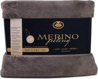 Gözze Gemütliche Kuscheldecke, Merino Feeling, Wendbar, Hohe Dichte 600 g/m², 220 x 240 cm - Anthrazit