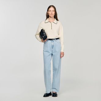 Sandro Pullover mit Kontrast-Polokragen