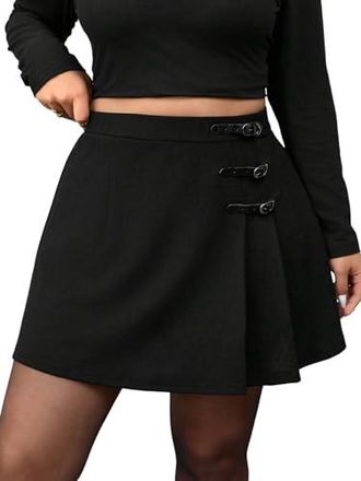 SOLY HUX Jupe pour femme - Grandes tailles - &Eacute;l&eacute;gante - Courte - Jupe pliss&eacute;e - Ligne A - Jupe patineuse - Tenue de festival - Jupe de danse - Jupe de bureau -