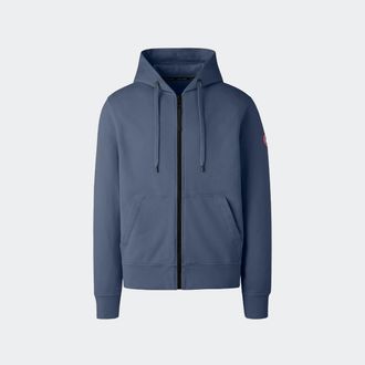 Canada Goose Huron Kapuzenjacke mit durchgehendem Rei&szlig;verschluss (M&auml;nnlich, Ozone Blue, XL)