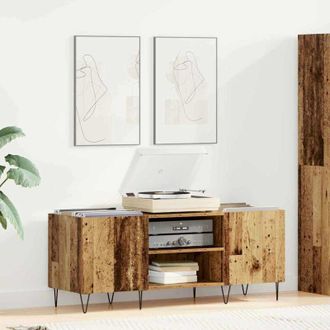 vidaXL vidaXL Meuble &agrave; vinyles avec &eacute;tag&egrave;re Bois Ancien 121 x 38 x 48 cm
