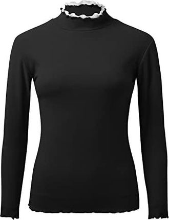 Generic sous Pull Femme Haut Thermique Femme sous Pull Thermique Femme Doux Glamour Haut Thermique Imprim&eacute; Col Rond Doubl&eacute; Polaire Top Confortable Et Tendance