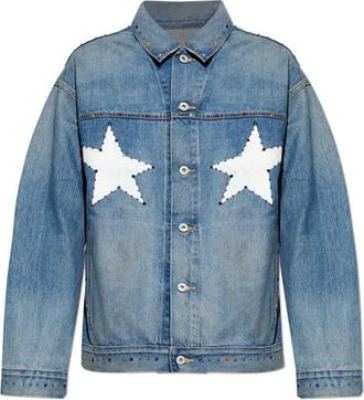 A Bathing Ape A Bathing Ape, Homme, Vestes, Bleu, Taille: L Veste en jean avec appliqu&eacute;s scintillants