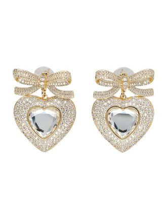 Self Portrait Ohrringe - Gold Bow Crystal Heart Earrings - Gr. unisize - in Mehrfarbig - f&uuml;r Damen