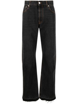 Alexander McQueen jean droit &agrave; bandes contrastantes - Noir