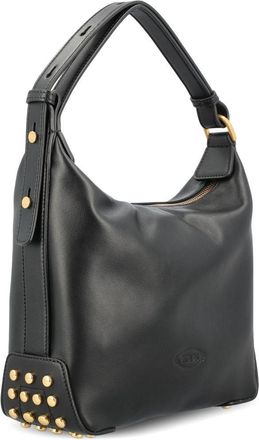 Tod's Studded Leather Shoulder Bag - Black