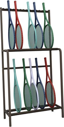Generic Doppellagiger Sport-Badmintonschl&auml;gerhalter Mit Rollen, Bietet Platz for 26 Schl&auml;ger, Robuster Metallst&auml;nder for Tennisschl&auml;ger Und Geigen(Black)