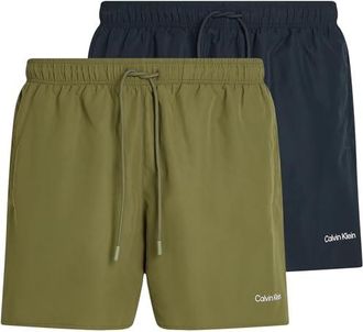 Calvin Klein Slips de Bain Lot de 2 Homme Medium Drawstring avec Cordon de Serrage, Multicolore (Dark Sapphire/Burnt Olive), M
