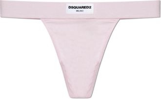 Dsquared2 Femme, Sous-v&ecirc;tements, Rose, Taille: 40 FR Logo Patch Thong