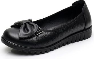 Generic Mocassins plats à bout rond avec noeud pour femme, semelle souple, confortable, à enfiler, décontracté, antidérapant, pour le travail et la marche, No