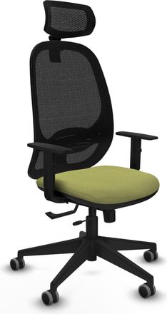 Piqueras y Crespo B&uuml;rostuhl Cilanco mit 1D-Armlehnen und Kopfteil, h&ouml;henverstellbar und neigbar, ausgestattet mit Syncro/Traslack und Schneideschaum, Schwarz/Olivgr&uuml;n