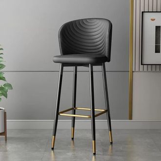 Generic Barhocker mit Kunstlederbezug, R&uuml;ckenlehne und Metallbeinen, K&uuml;chenst&uuml;hle, Tresenhocker