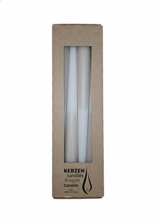 Wenzel Hochwertige Spitzkerzen Two Tone/Dip Dye, 4 St&uuml;ck, H25x02,3cm, & Stunden, Made in Germany, RAL-zertifiziert, Wei&szlig; & Cremebeige