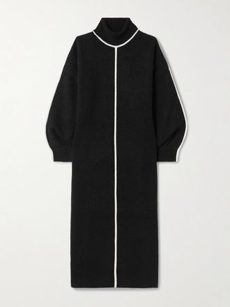 Staud Apres Midikleid Aus Strick Mit Rollkragen - Schwarz