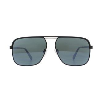 Guess carr&eacute; Hommes Matte Black Green Mirror Lunettes de soleil