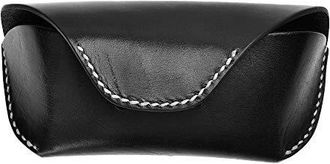 ZLYC Étui de lunettes, rigide, en cuir véritable, fait main, unisexe, Boucle dissimulée, noire., taille unique