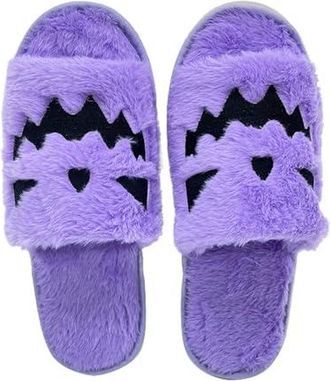 Generic Pantoufles dHalloween pour adultes, chaussures dint&eacute;rieur pelucheuses en peluche avec motif visage de citrouille, pantoufles dint&eacute;rieur douces et chau