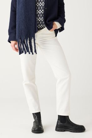 Knowledge Cotton Apparel Damen vegan Hose Stella Slim Twill Egret Wei&Atilde;Y