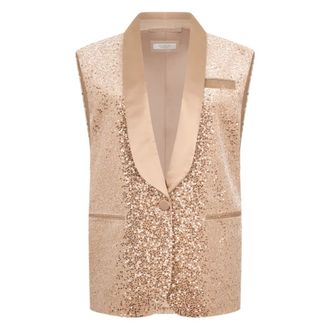 PESERICO Femme, Vestes, Brun, Taille: 34 FR Blazer sans manches &agrave; sequins