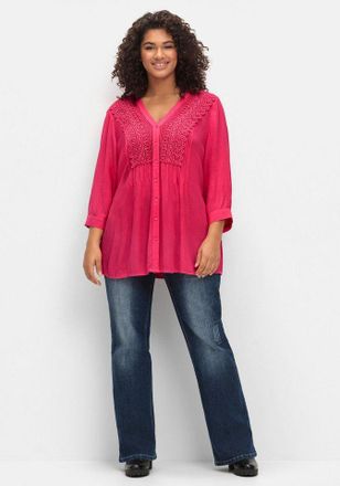 Sheego Klassische Bluse Longbluse 3/4-Arm