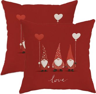 Generic GNOME Festlich Verspielt Herz Rot Sofakissenbezug Atmungsaktiv Dekokissenbezug Weich Sofakissen F&uuml;r B&uuml;ro Bett Schlafzimmer 45X45Cm 2Er Set
