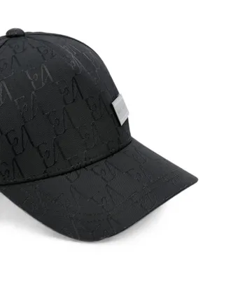 Emporio Armani Logo Monogram Jacquard Baseball Cap - Black