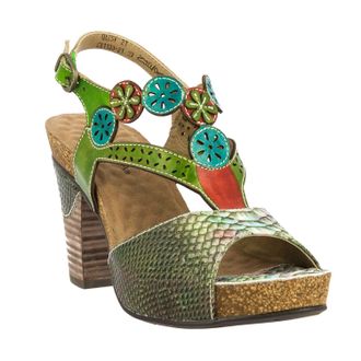 Laura Vita Damen DACISYO 21 Peeptoe Sandalen, Grün (Kaki Kaki)